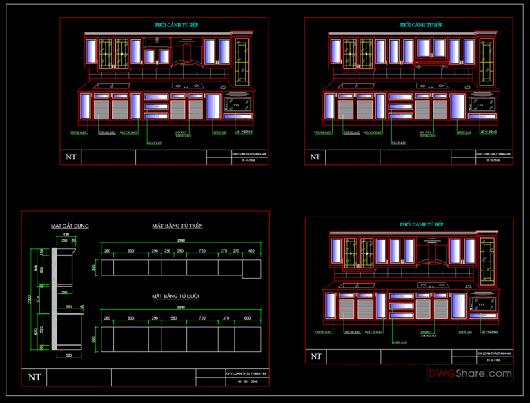 38.Traditional kitchen cupboard, kitchen cabinets autocad drawing
