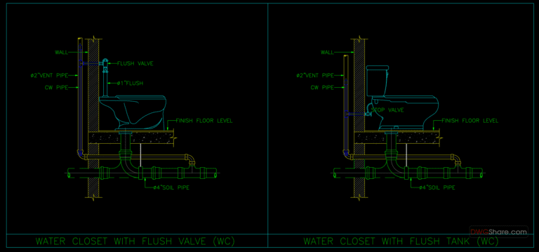 38.Water Closet Cad Details Blocks free download