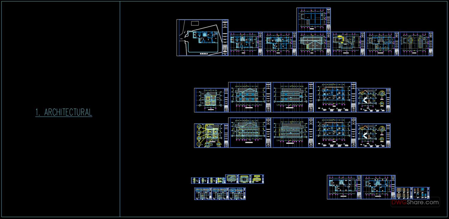 43. Modern Villa AutoCAD DWG Drawings Free Download