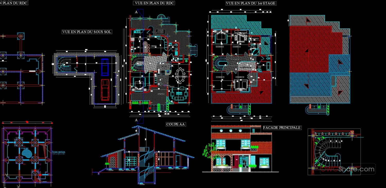59.House Plan Design AutoCAD File Free download