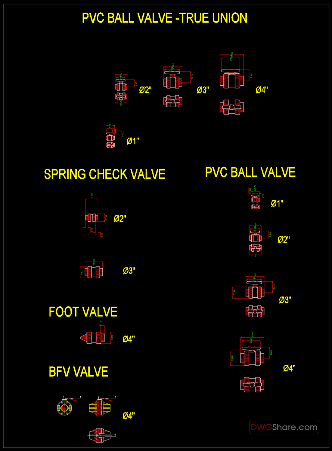 6.PVC Ball Valve AutoCAD Blocks