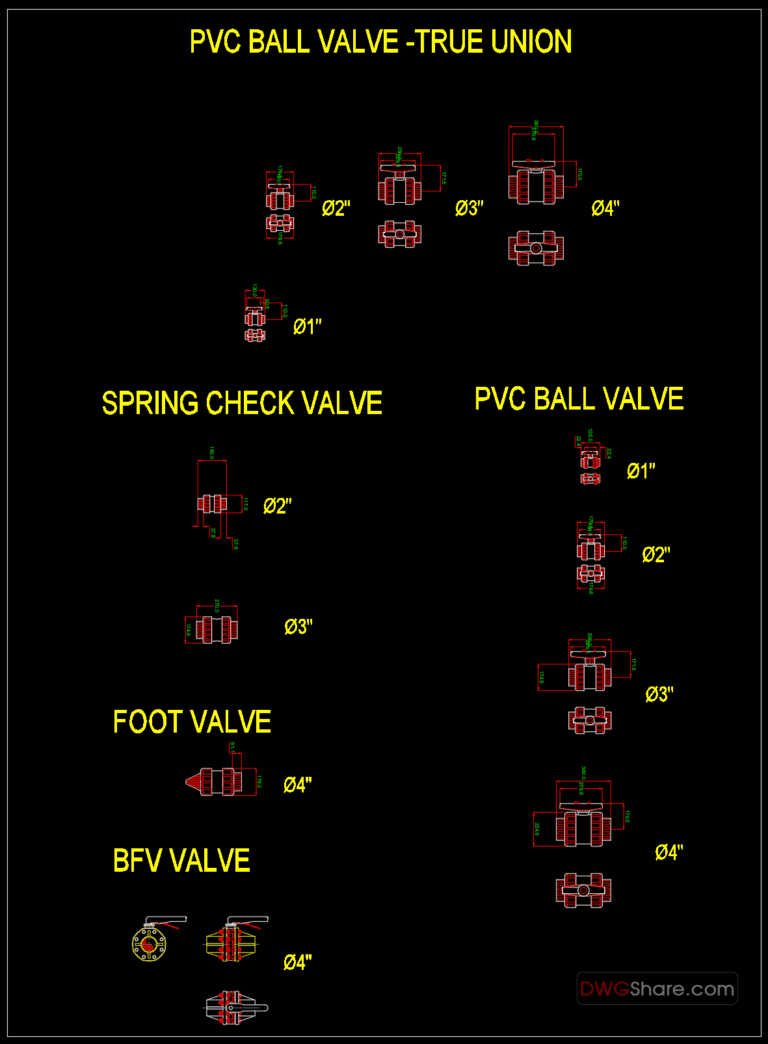 6.PVC Ball Valve AutoCAD Blocks
