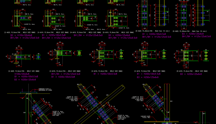 8 Structural Steel Connections Autocad Drawing Free Download Free Cad Blocks Download Dwg