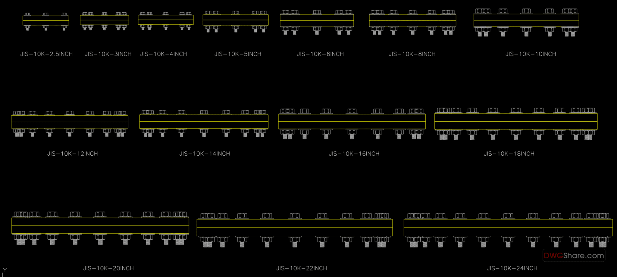 9.Flat Faced Slip-On Flanges JIS 10K Steel Autocad Drawing Free Download