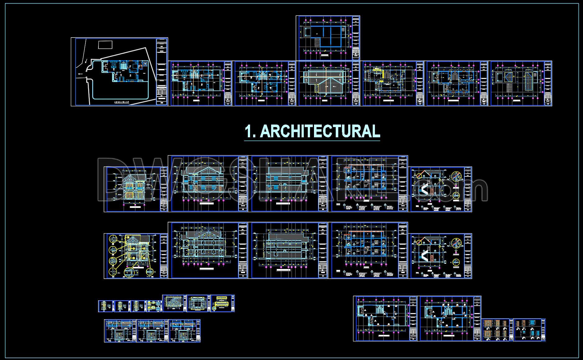 43. Modern Villa AutoCAD DWG Drawings Free Download