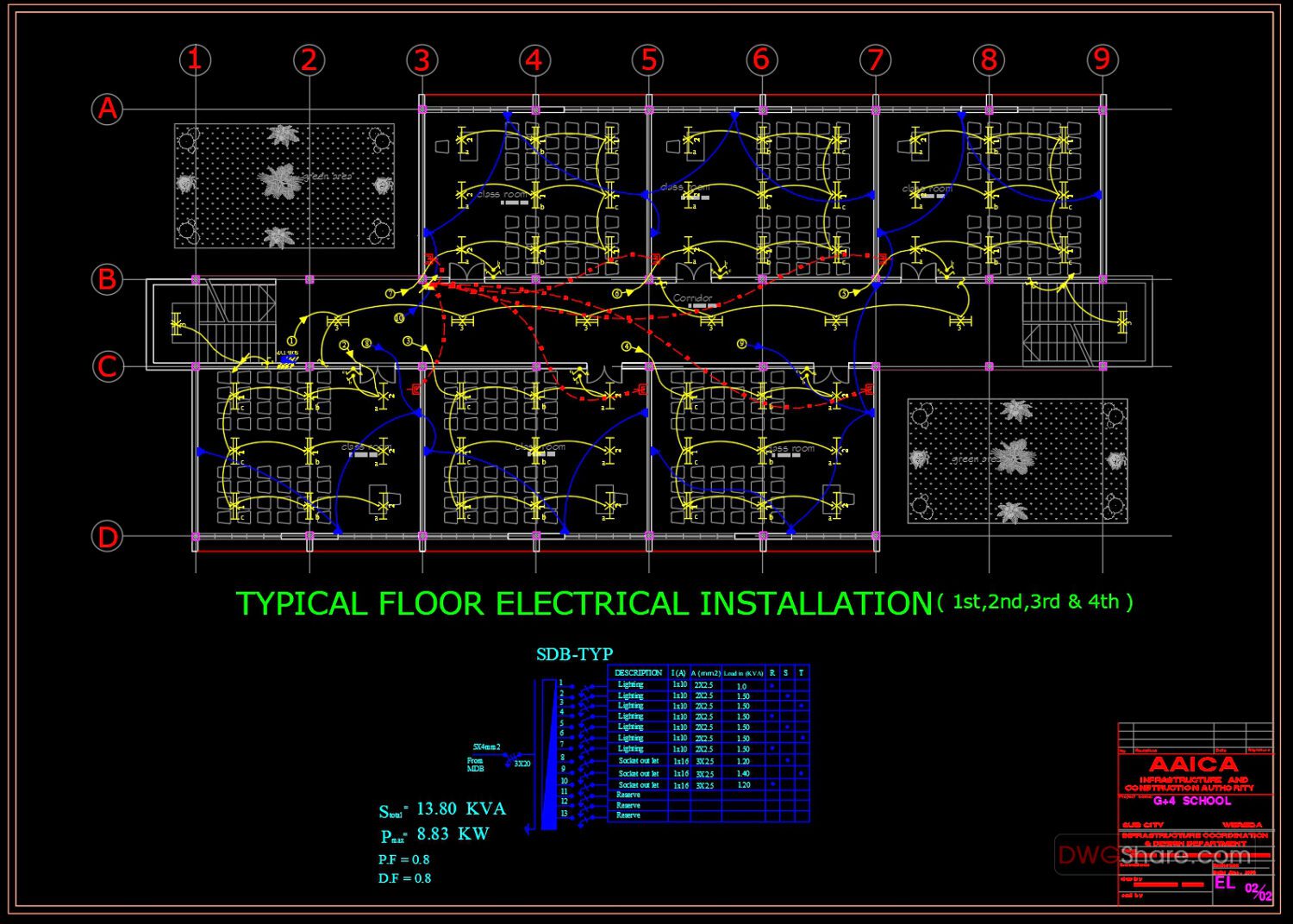 13.School Ground Floor Electrical Installation CAD
