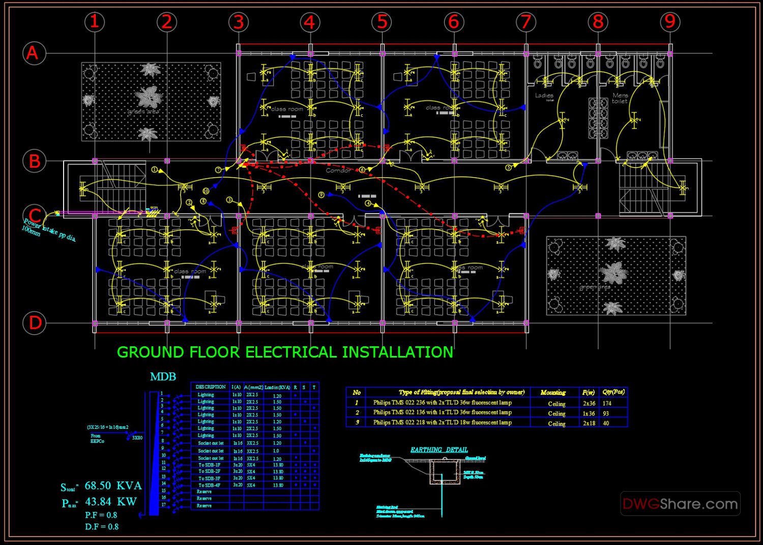 13.School Ground Floor Electrical Installation CAD