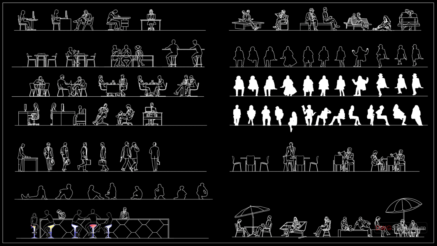 16.People Sitting CAD Blocks