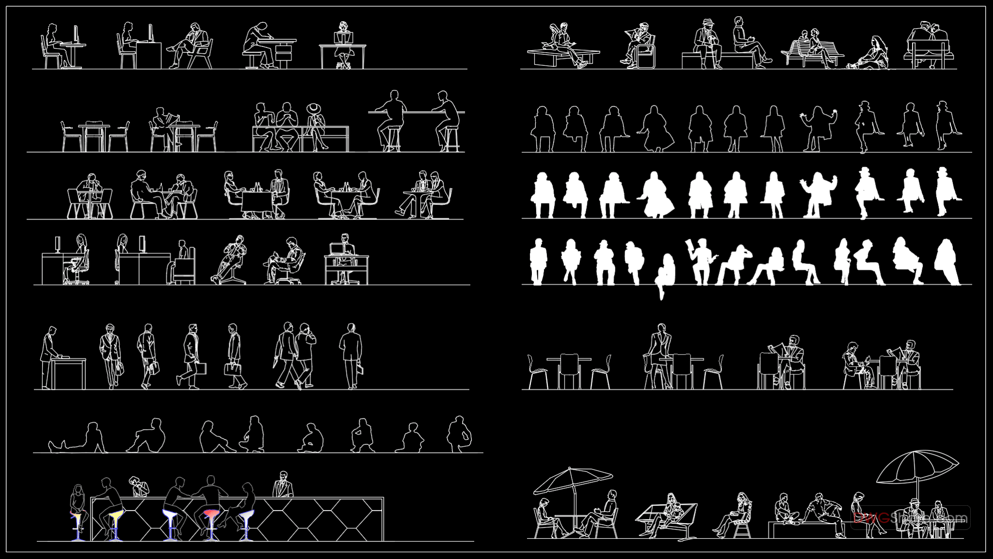 16.People Sitting CAD Blocks