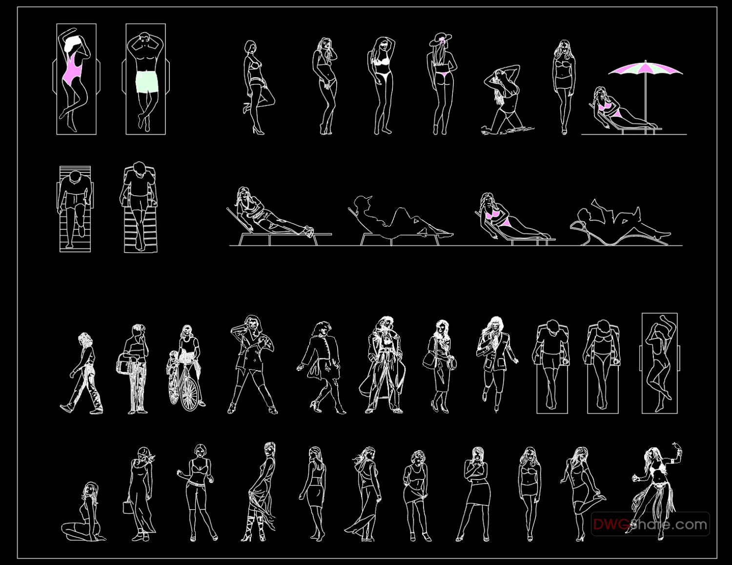 17.People On The Beach CAD Blocks
