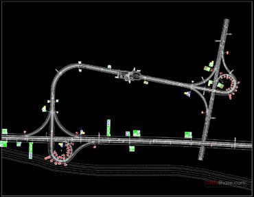 19.Cad File of Double Trumpet Interchange Design For Free Download