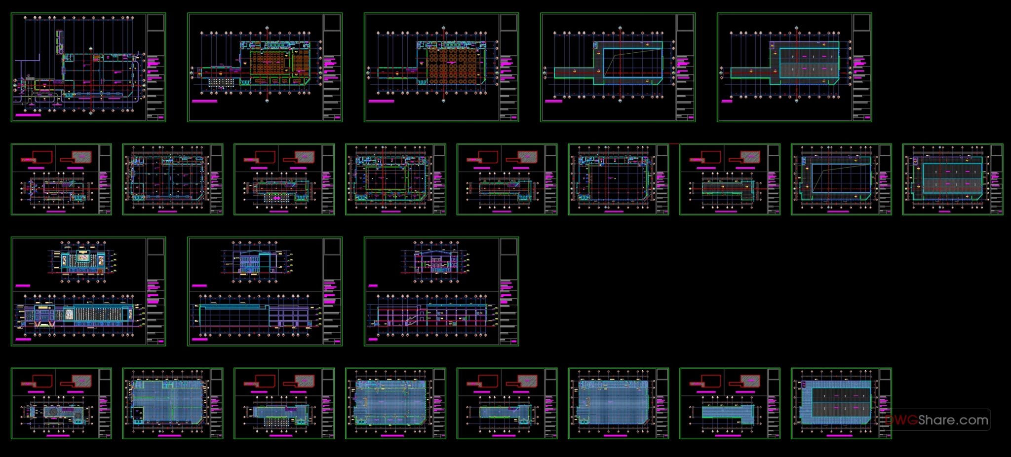 19.Wedding Hall Layout Plan and Elevations CAD