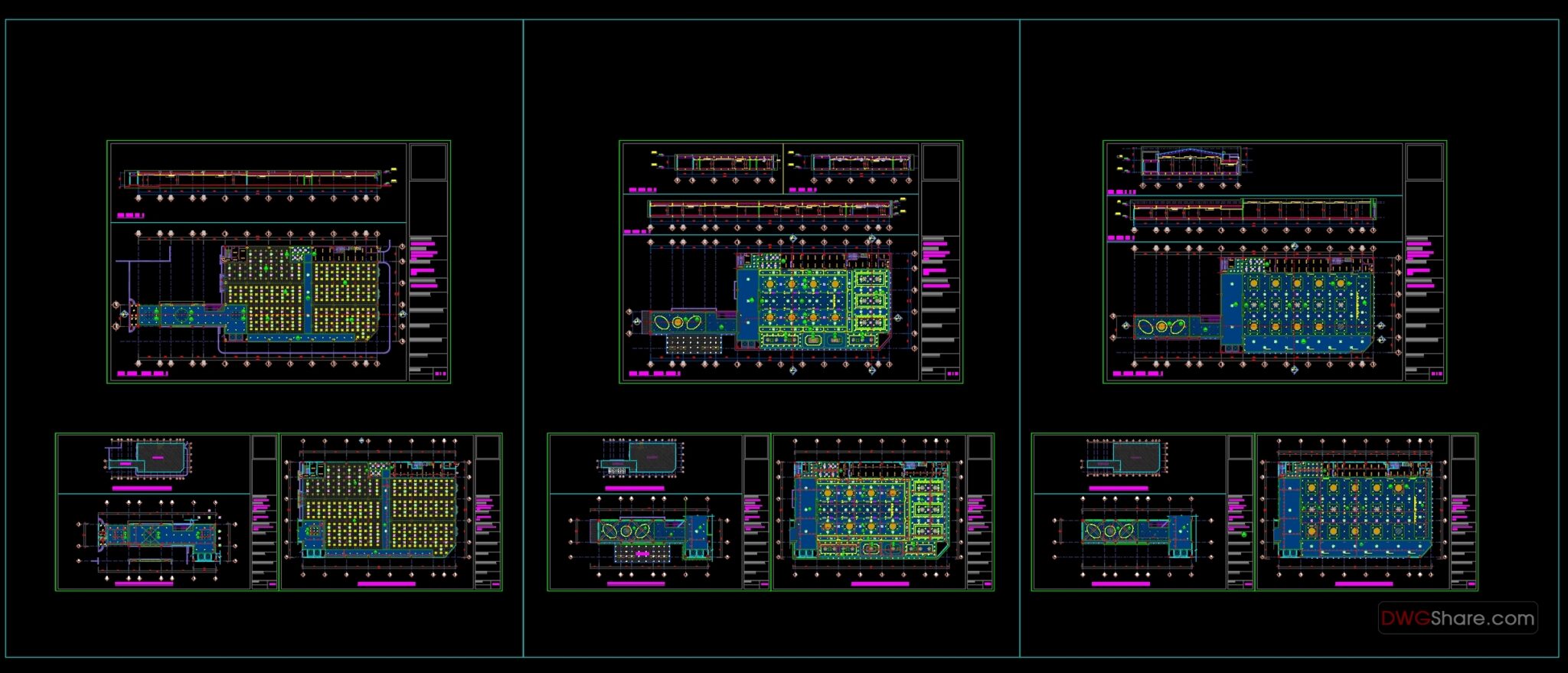19.Wedding Hall Layout Plan and Elevations CAD
