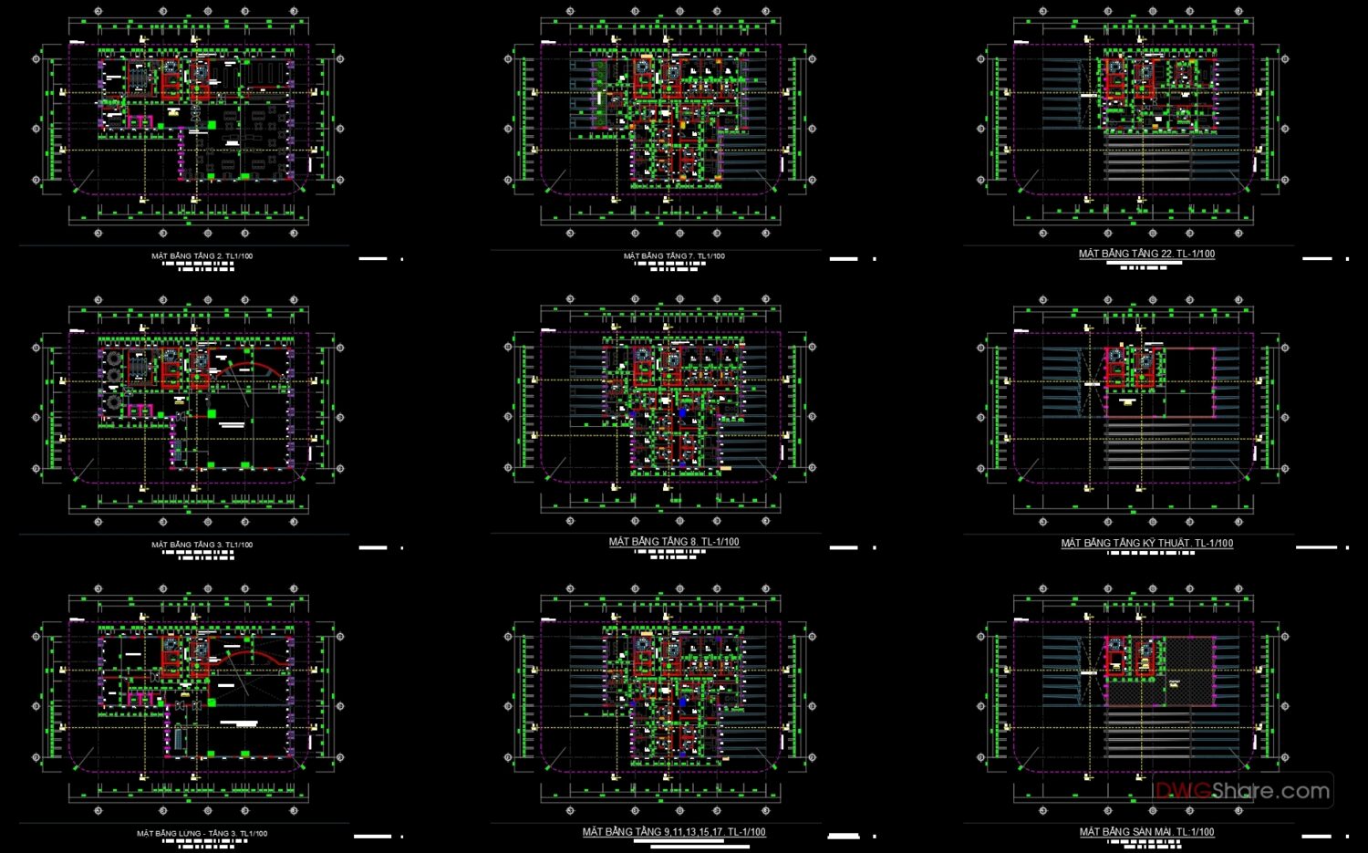 25 Floors 5 stars Hotel Elevations and Layout Plan AutoCAD File DWG