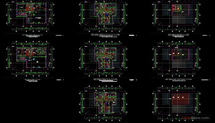 25 Floors 5 stars Hotel Elevations and Layout Plan AutoCAD File DWG ...