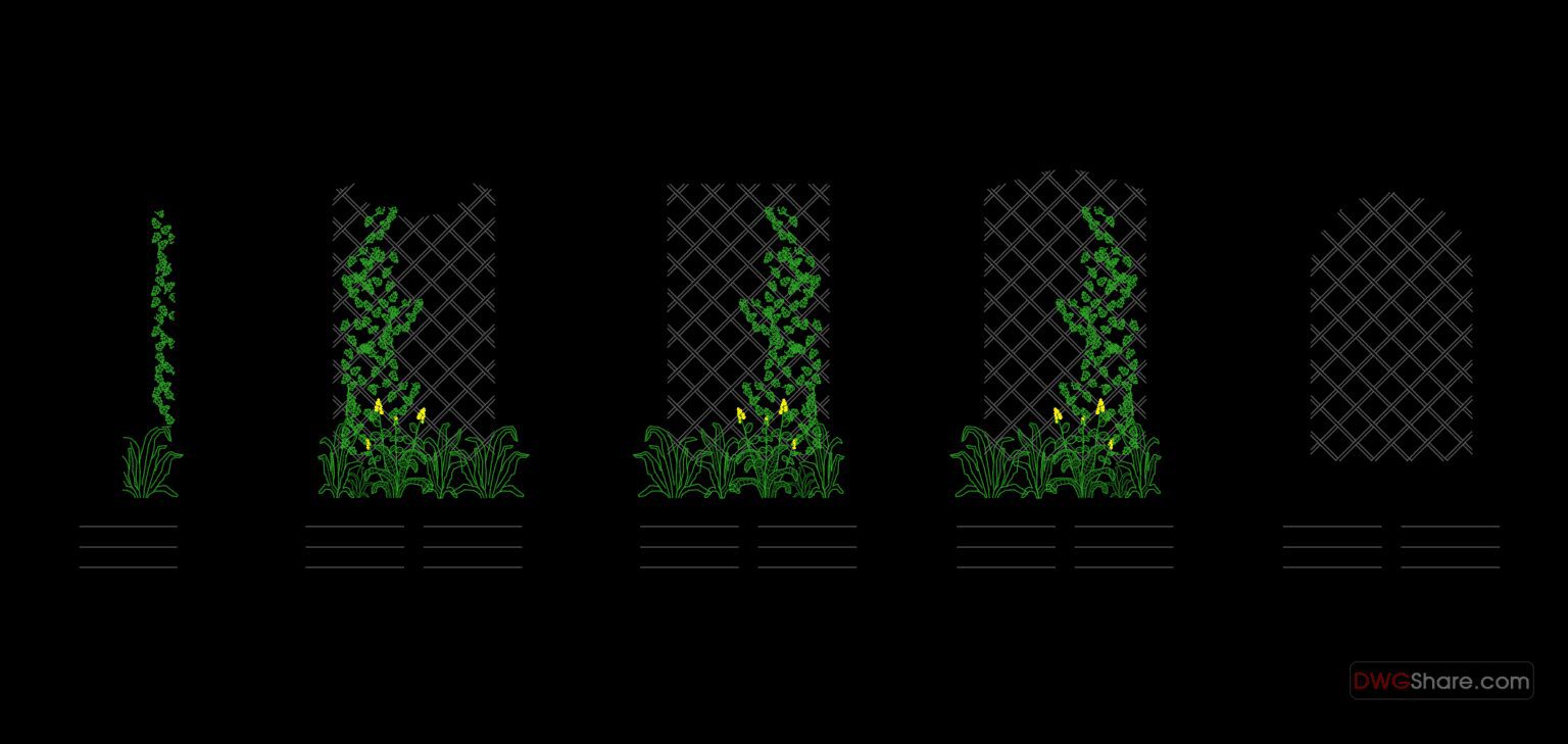 26.Flower Beds And Fences AutoCAD blocks free download