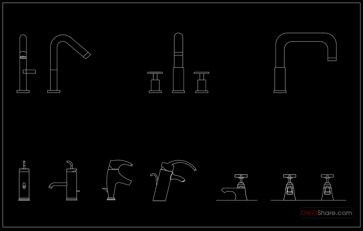 38.Bathroom Taps free AutoCAD drawing download