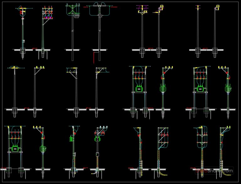 38.Electric Pole AutoCAD Blocks