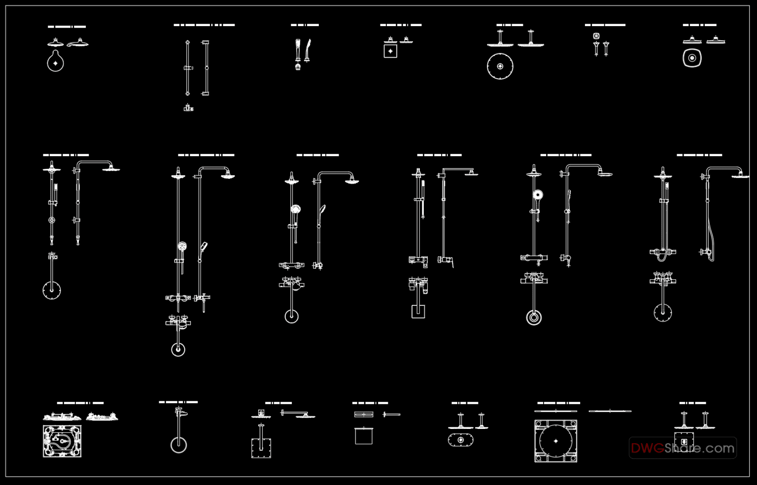 39.Bathroom Showers free AutoCAD drawing download