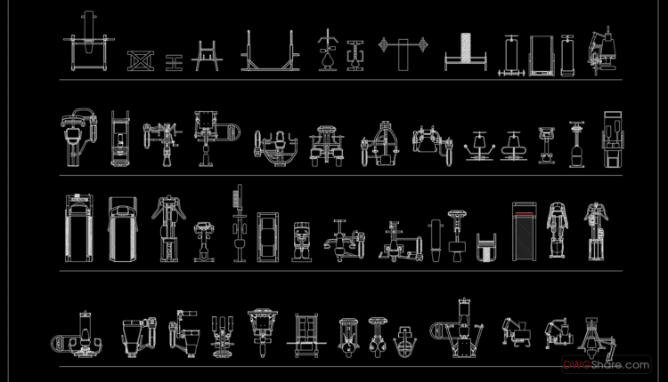 4.Fitness equipment CAD Block - Free Cad Blocks, download DWG models ...