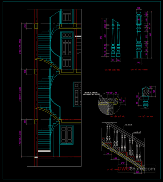 41.Details handrail stairs, handrails autocad free download