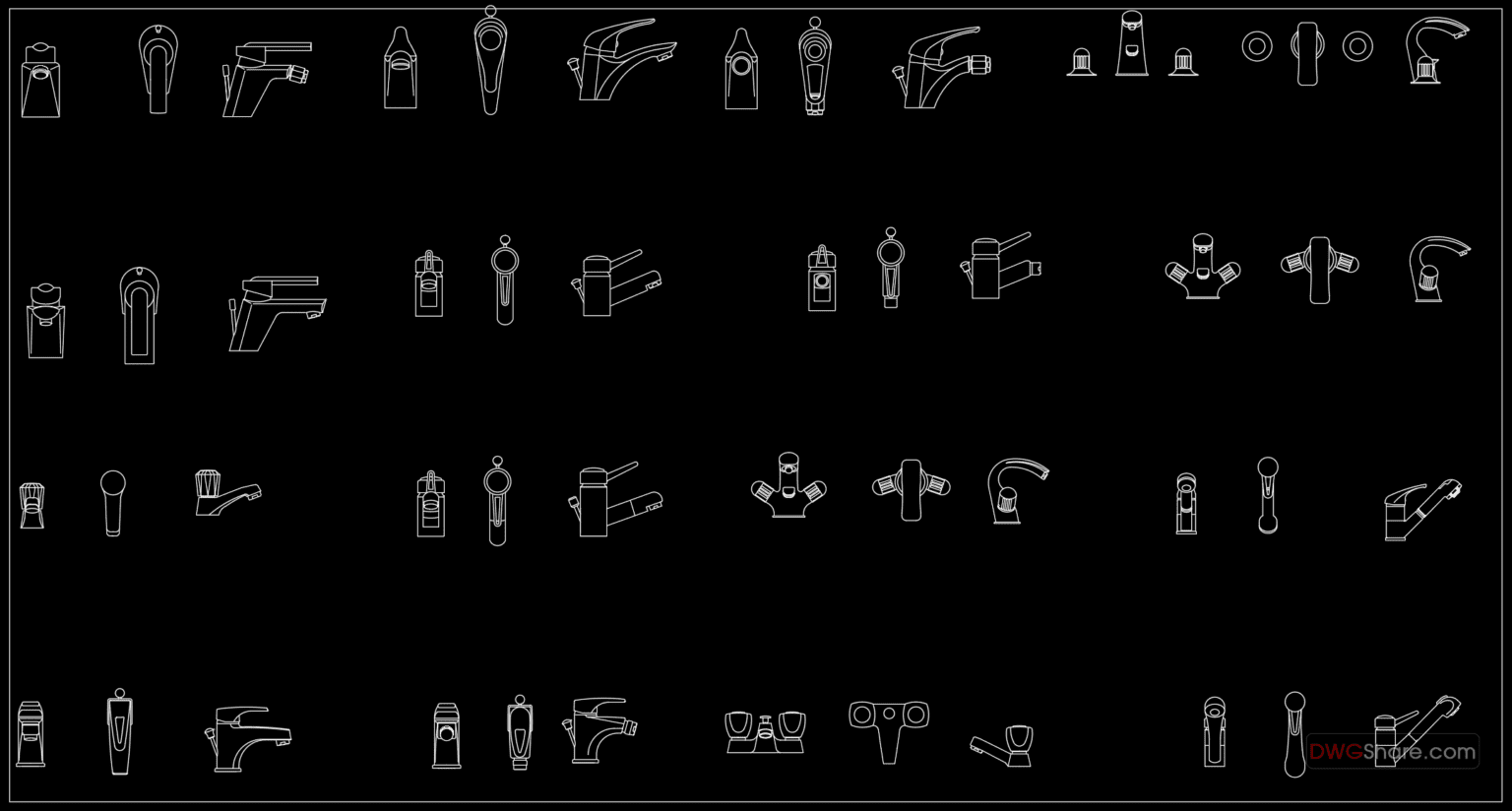 42.Basin Mixer Taps free AutoCAD drawing download