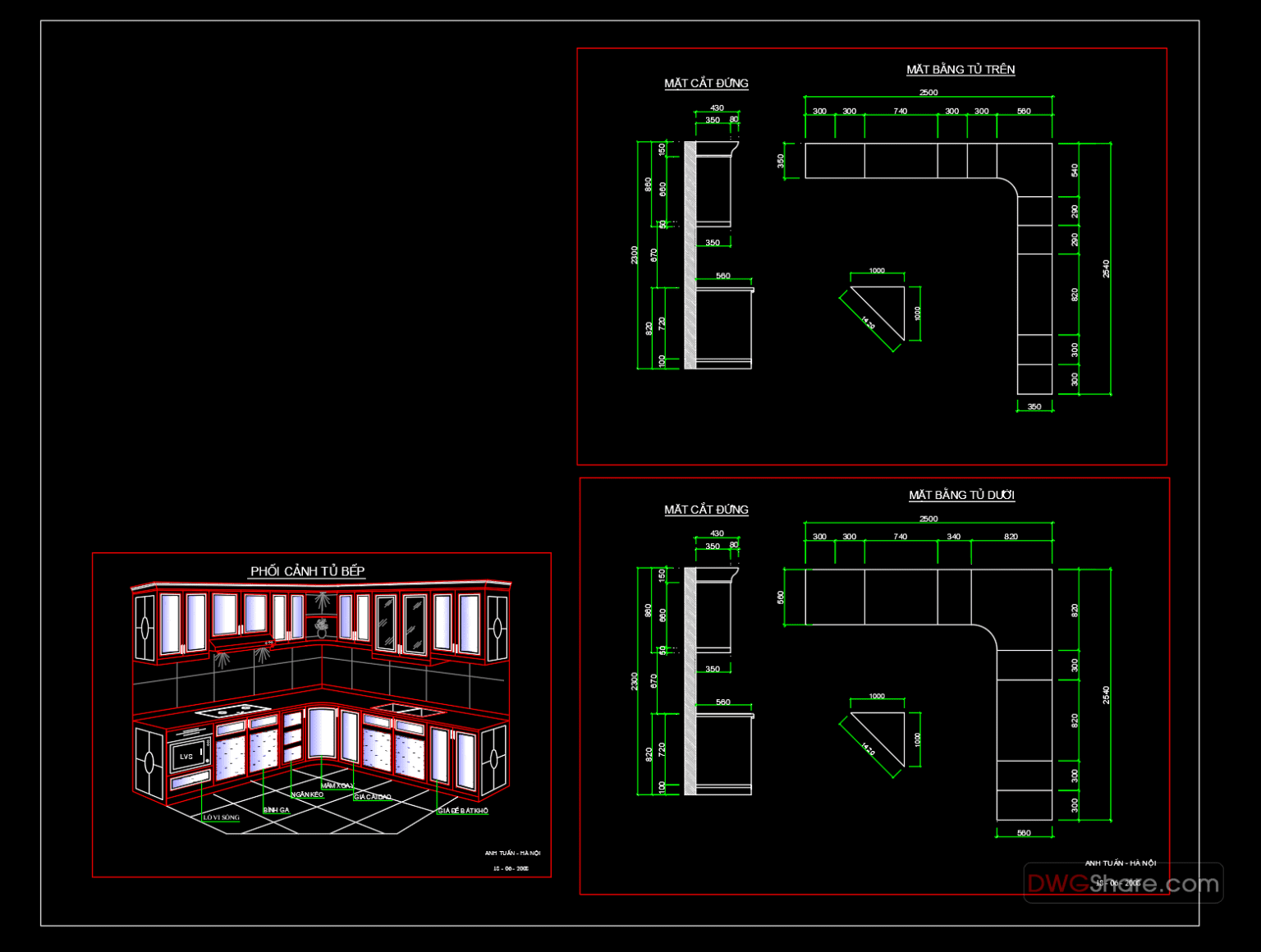 43.Traditional kitchen cupboard, kitchen cabinets autocad drawing