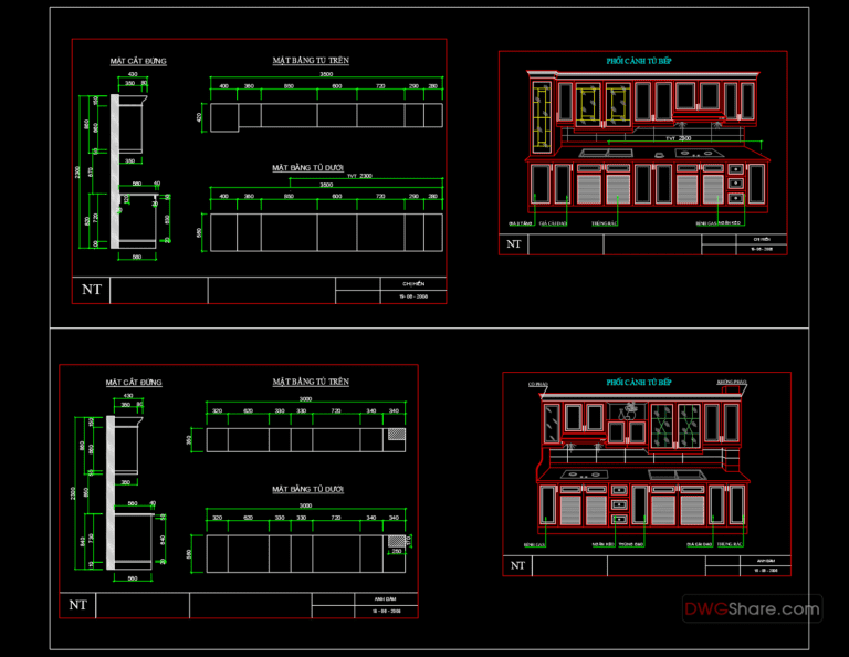 44.Traditional kitchen cupboard, kitchen cabinets autocad drawing