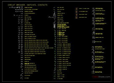 54.Electrical Symbols Circuit Breaker, Switches, Contacts AutoCAD Blocks