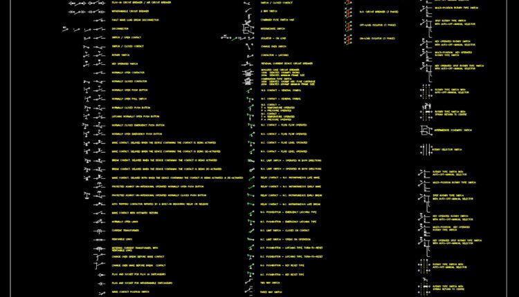 54.Electrical Symbols Circuit Breaker, Switches, Contacts AutoCAD ...