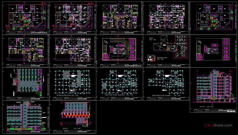 7 Storey Apartement Building AutoCAD File Free Download