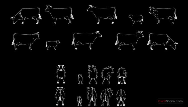8.Cows free AutoCAD drawings - Free Cad Blocks, download DWG models for ...