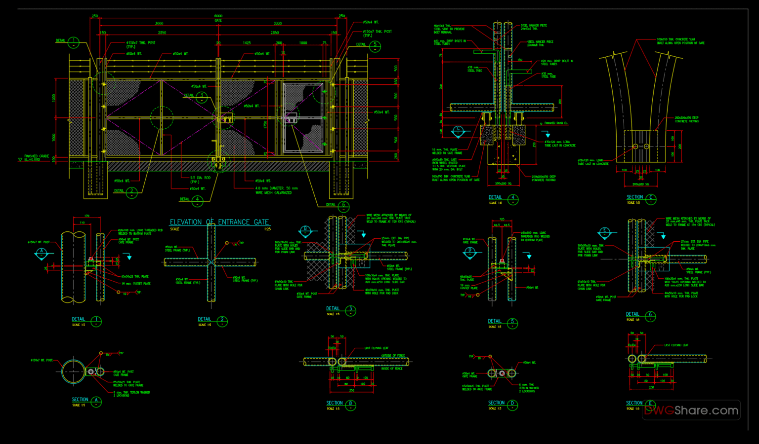 81.Typical Fence And Entrance Gate Details