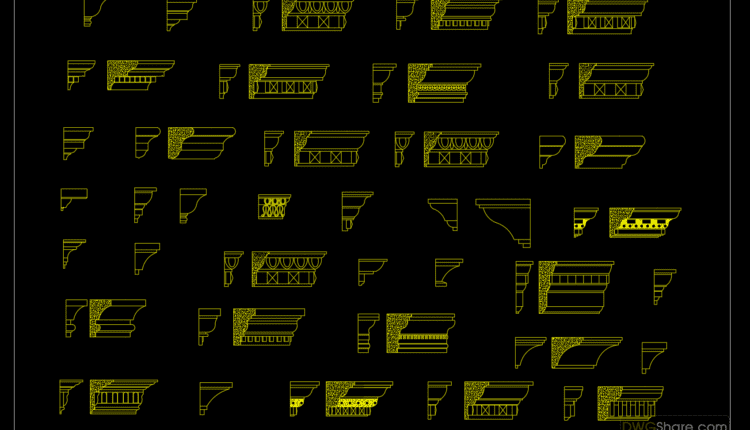 95.Neoclassical Style Decor CAD Design Elements - Free Cad Blocks ...