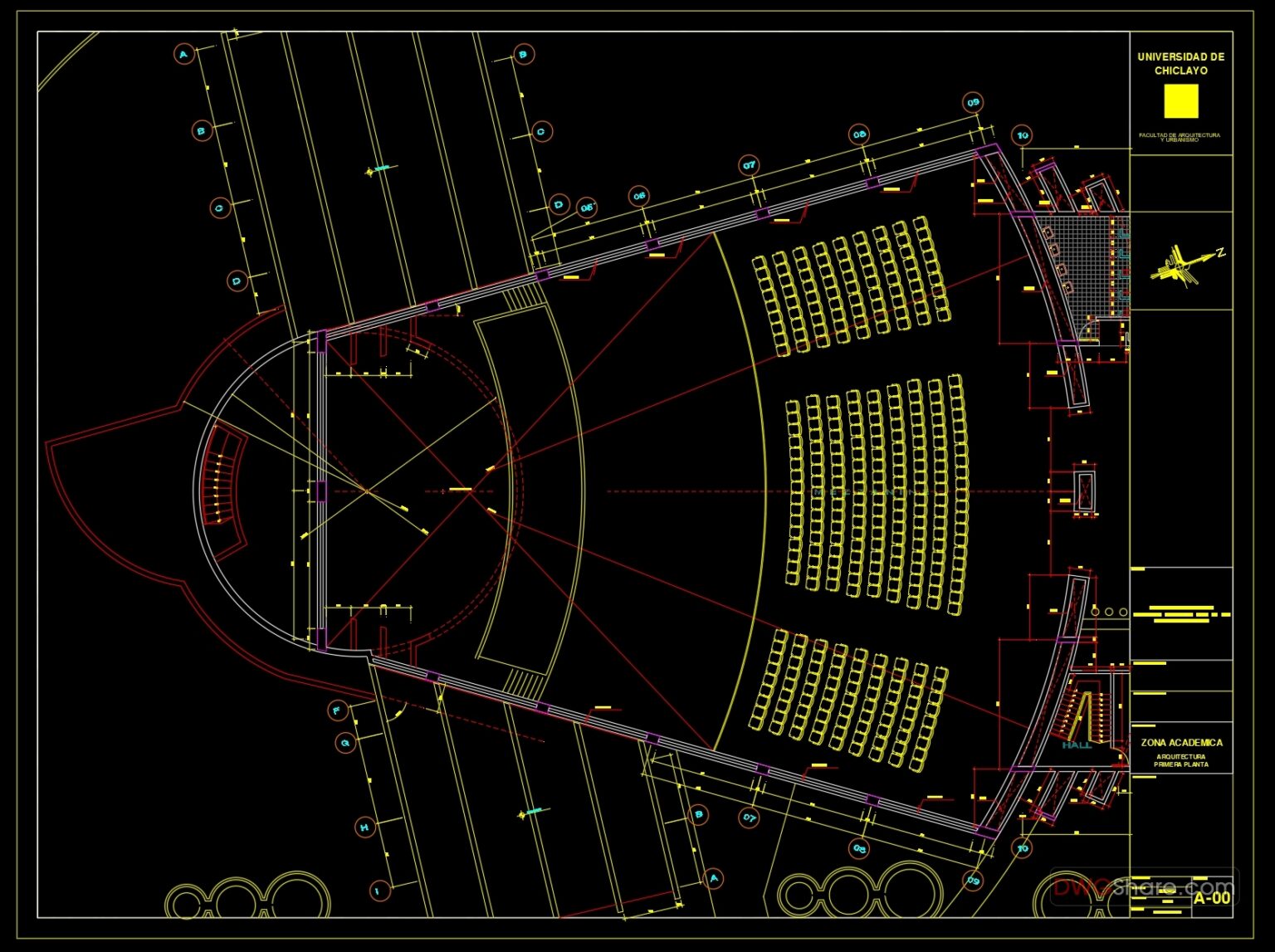 Auditorium Design Plan AutoCAD File Free Download
