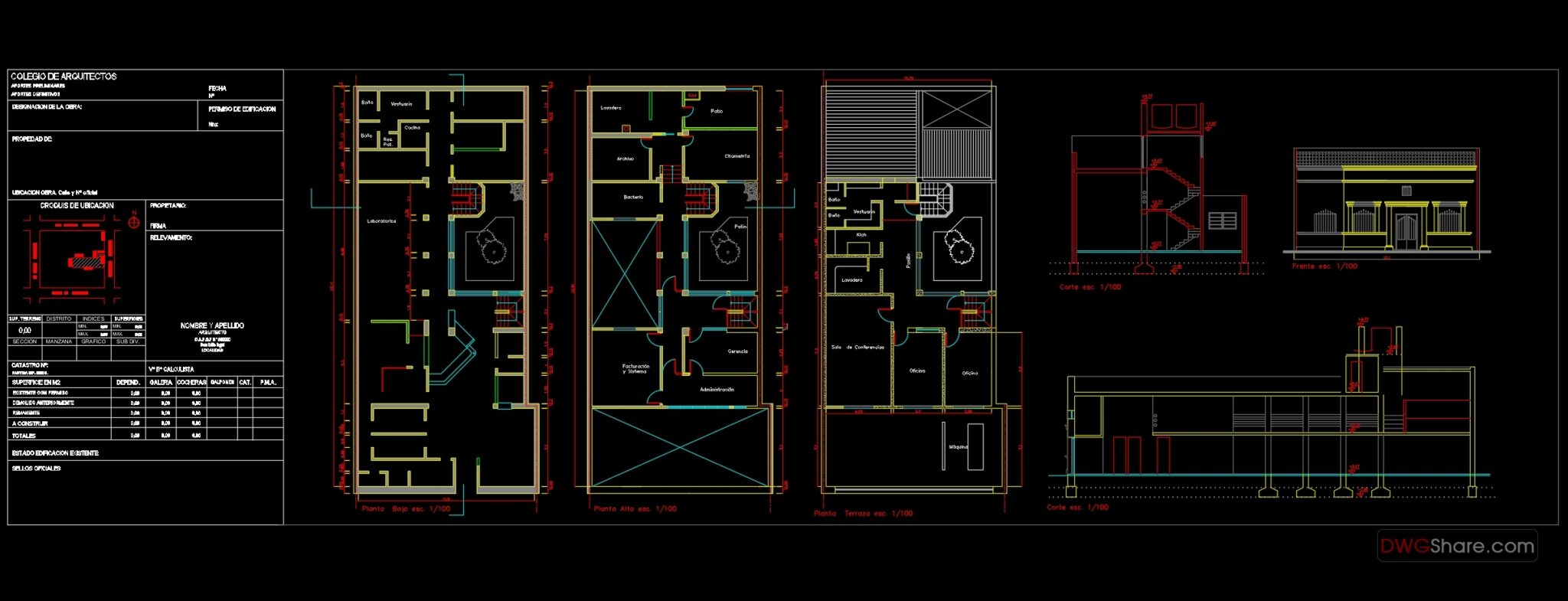 Biochemical Laboratory Plan and Elevation AutoCAD File Free Download