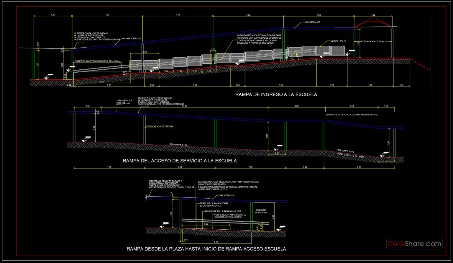 Building Approach Ramp Elevation AutoCAD File Free Download