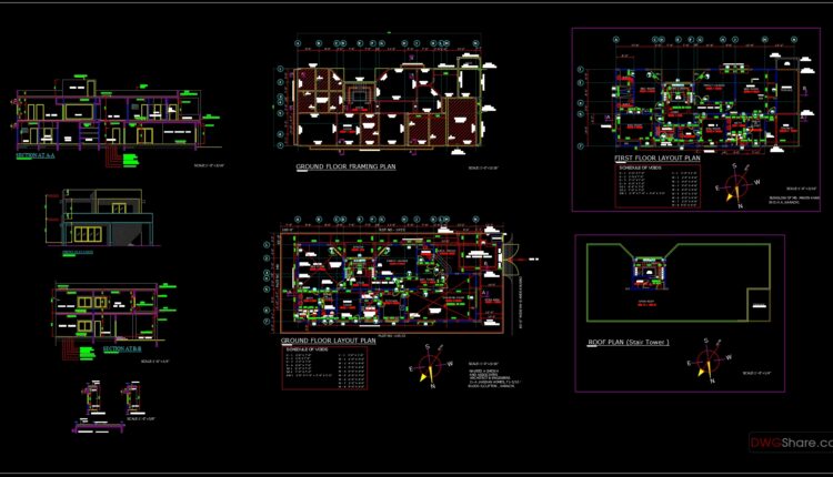 Bungalow Framing Layout Plan with all Details AutoCAD File Free ...