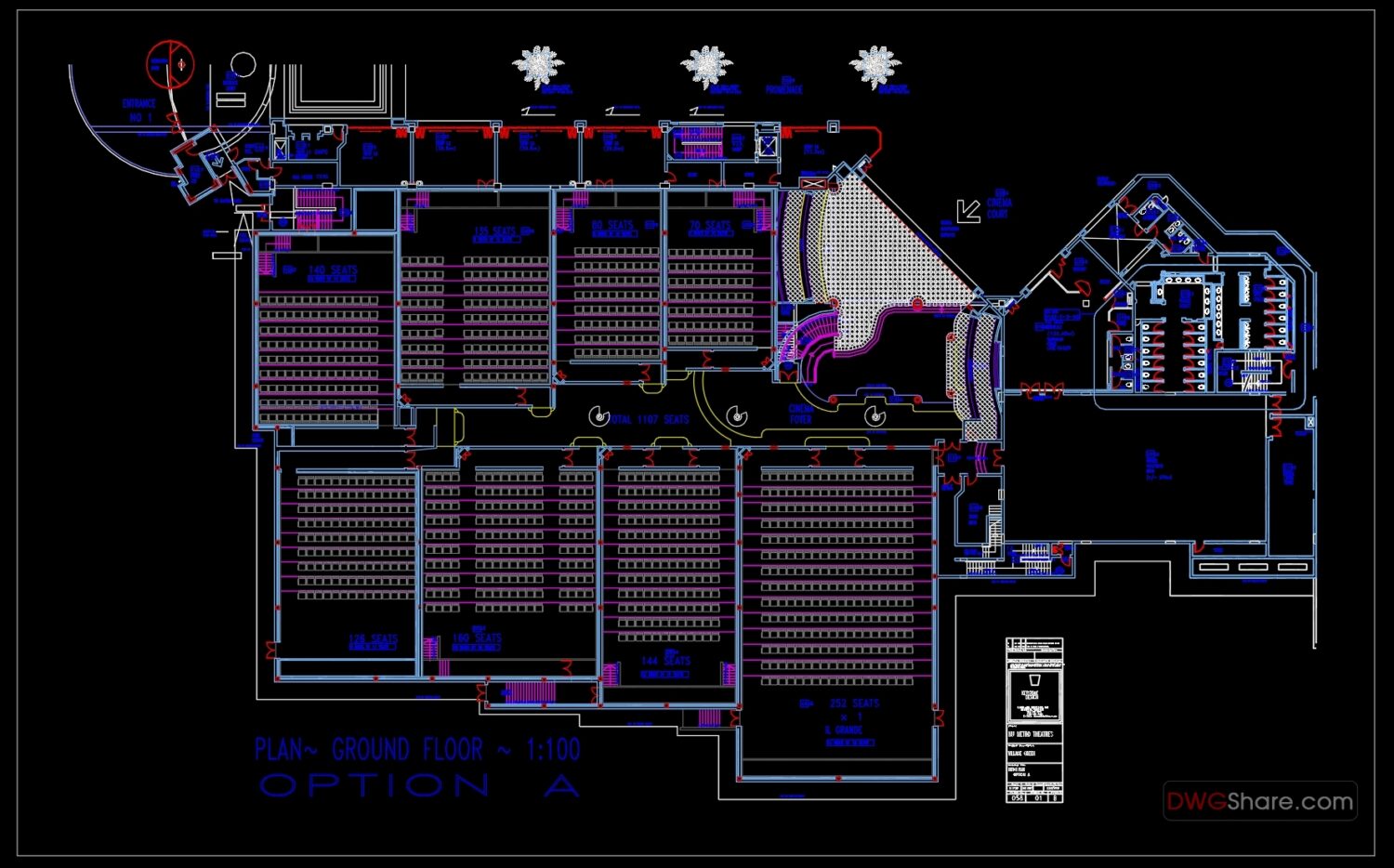 Cinema Ground Floor Layout Plan AutoCAD File DWG