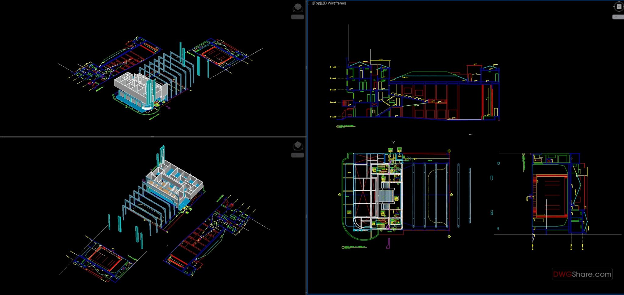 Cinema Layout Plan Elevations and 3D Model AutoCAD File DWG