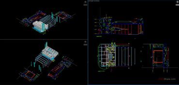 Cinema Layout Plan Elevations and 3D Model AutoCAD File DWG