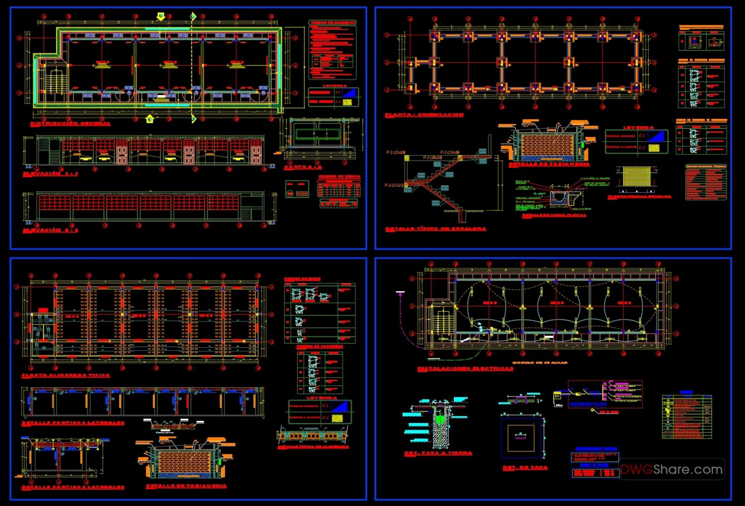Classrooms Structural and Electrical Details AutoCAD File Free Download