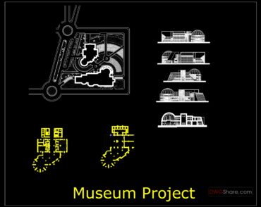 Museum Project Layout Plan and Elevation AutoCAD File DWG