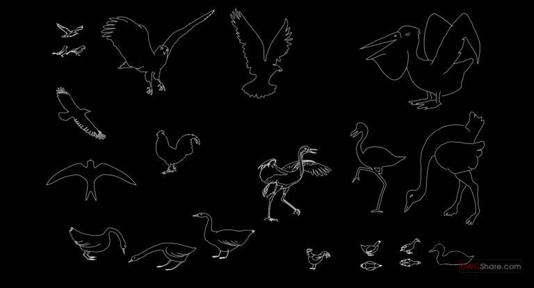 10.Birds free AutoCAD drawings