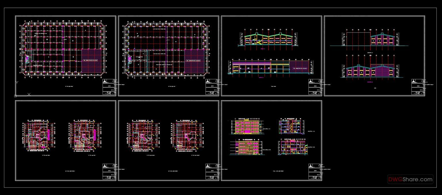 10.Steel Factory Plan and Elevation Autocad DWG File
