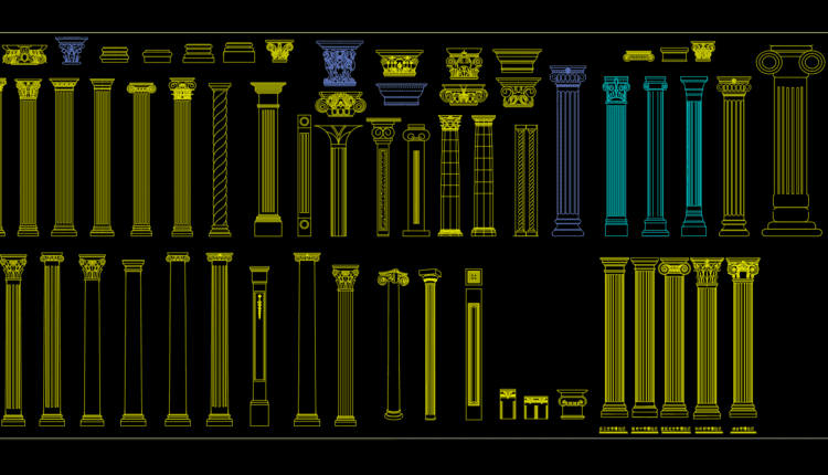 102.Neoclassical Style Decor CAD Design Elements (2) - Free Cad Blocks ...