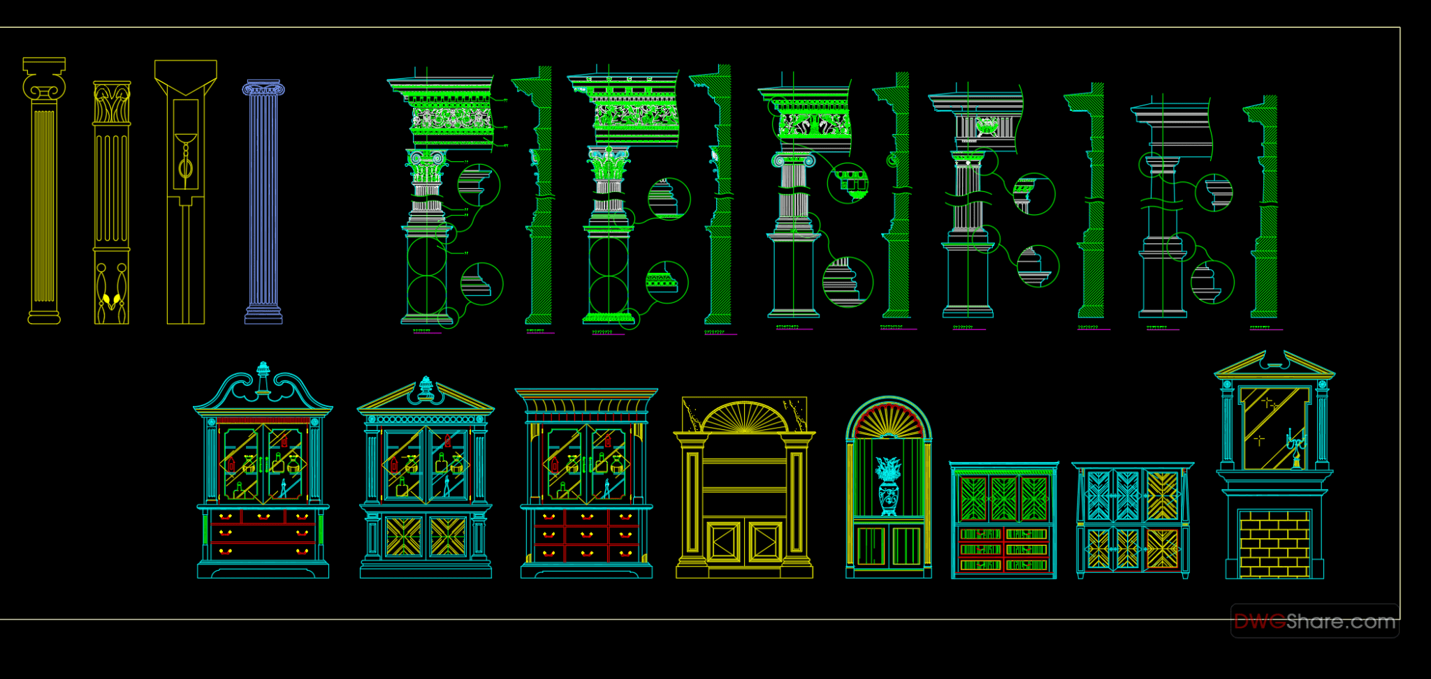 102.Neoclassical Style Decor CAD Design Elements