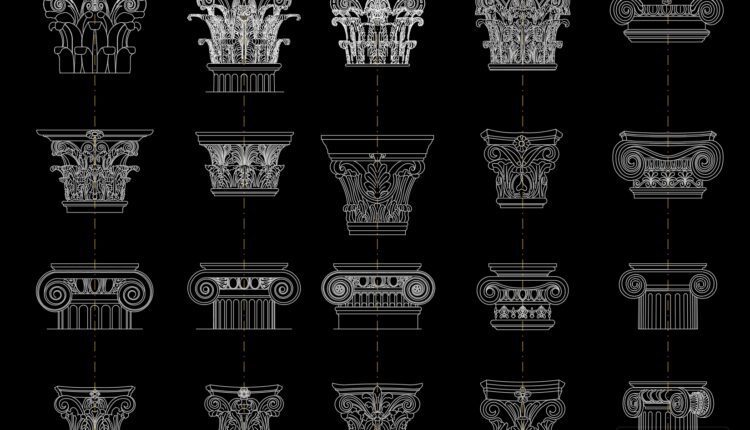 103.Neoclassical Style Decor CAD Design Elements - Free Cad Blocks ...