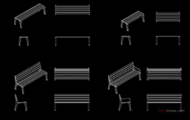 112.Benches Furniture cad blocks free download