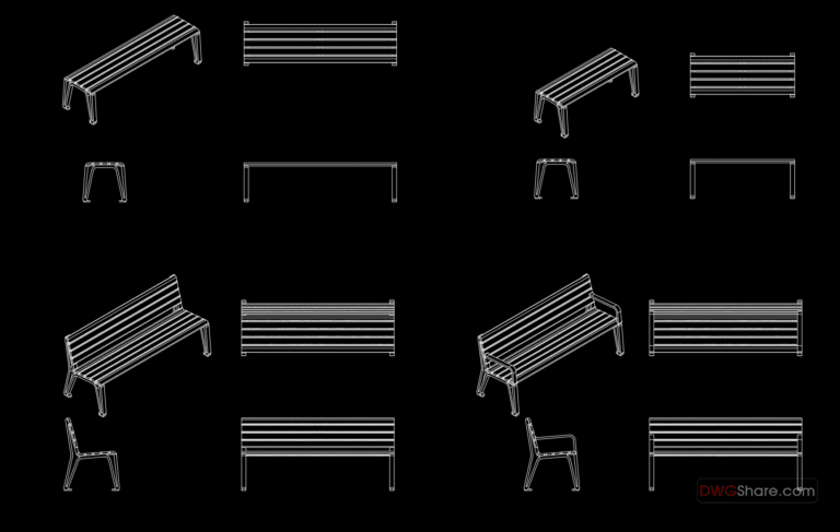 112.Benches Furniture cad blocks free download